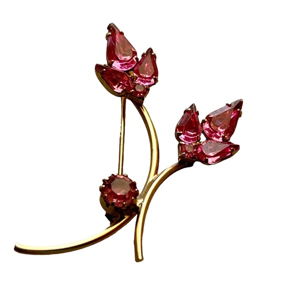 Vintage | Jewelry | Vintage Pink Rhinestone Flower Brooch | Poshmark
